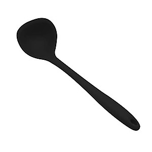 KUFUNG Silicone Ladle Spoon, Seamless & Nonstick Kitchen Soup Ladles, BPA-free & Heat resistant up to 480°F, Non-Stick Kitchen Cooking Utensils Baking Tool (Black)