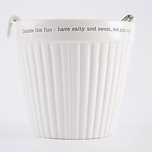 Mud Pie Circa Popcorn and Candy Bowl, White, 7.75" x 5.75" dia