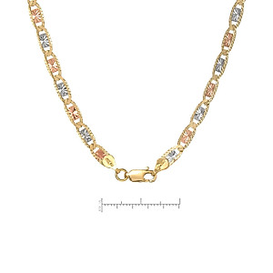 MCS Jewelry 10 Karat Three Tone Yellow Gold/White Gold/Rose Gold Necklace 2.75MM Width (16"-24") (24)