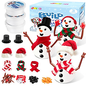 JOYIN Christmas Build Your Snowman Craft Kit, 3 Pack DIY Snowman Christmas Craft Kit for Christmas Arts and Craft Activities, Xmas Gift Stocking Stuffers for Kids,Party Favor School Funny Toy