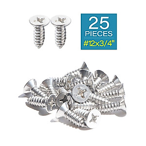 IMScrews 25pcs #12 x 3/4" (19mm) Stainless Flat Head Phillips Wood Screws 18-8 (304) Stainless Steel Countersunk Self Tapping Screws