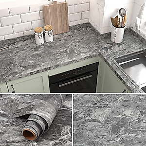 burgeliy Gray Marble Contact Paper Counter Top Covers Peel and Stick Wallpaper Self Adhesive Marble Paper for Countertops 15.7"×80" Waterproof Removable Thick Matte 3D Wallpaper for Bedroom Bathroom