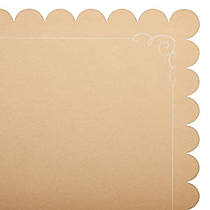 100 Pack Scalloped Kraft Paper Placemats for Dining Table, Wedding, Disposable (Brown, 10 x 14 in)