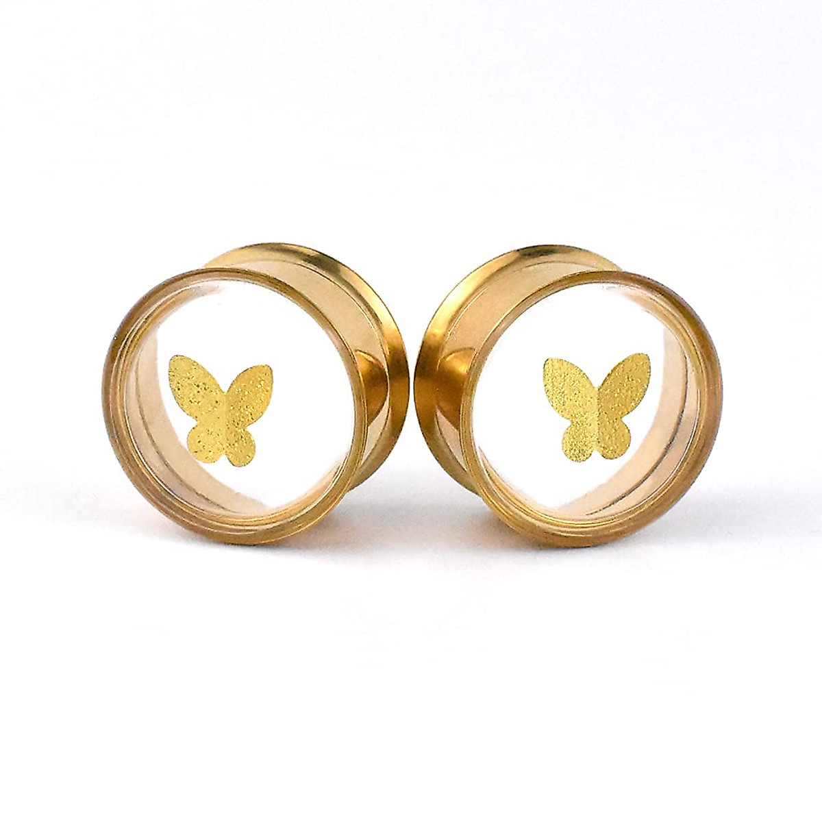 Jboyanpei 6Pcs/3pair Cute Butterfly Ear Gauges Plugs Stretching Kit Tunnels Stainless Steel Screw on Double Flared Expander Size 10mm