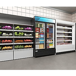 KoolMore - MDR-2GD-35C 45" Commercial Glass 2 Door Display Refrigerator Merchandiser - Upright Beverage Cooler with LED Lighting - 35 Cu. Ft, Black