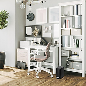 Moorefield Slim Rectangular Wastebin, 1.3 Gallon/5L Capacity Garbage Can with Soft Close Lid, Premium Stainless Steel Step Pedal Trash Can (Matte Black)