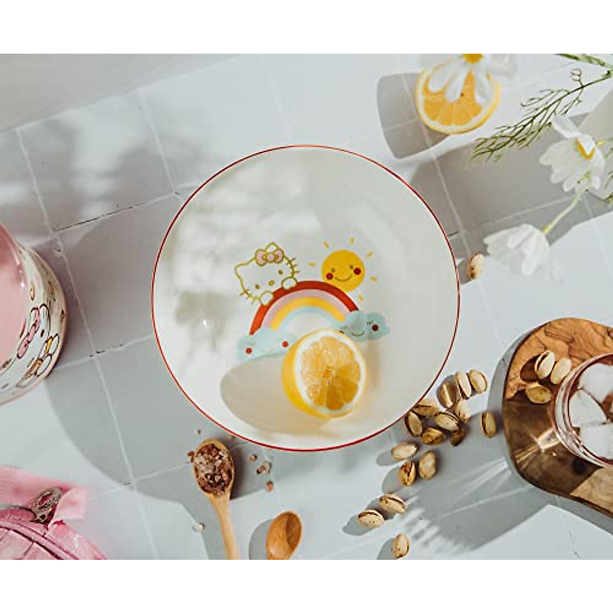 Sanrio Hello Kitty Rainbow 9-Inch Ceramic Coupe Dinner Bowl