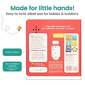 Binibi Spanish Musical Book for Babies & Toddlers 1-3 Los Pollitos Dicen & Other Nursery Rhymes | Spanish Learning for Kids | Bilingual Children's Book | Sound Book | Libro en español para bebés