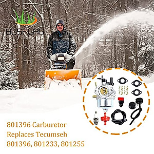 BOSFLAG 801396 Carburetor Replaces Tecumseh 801233, 801255 for Toro CCR 3650 Carburetor, Toro CCR 2450 Carburetor, Toro 726 TE, CCR 2400, CCR2450GTS, CCR 2500, CCR 3000, CCR 3600, CCR3650 Snowthrowers