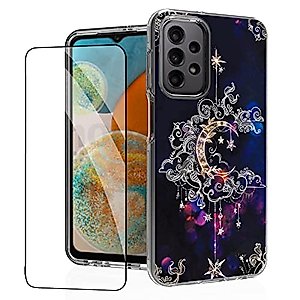 Samsung A23 5G Case, DDTKZC Wiccan Hybrid Hard PC Soft TPU Shockproof Protective Cover with Built-in Tempered Glass Screen Protector