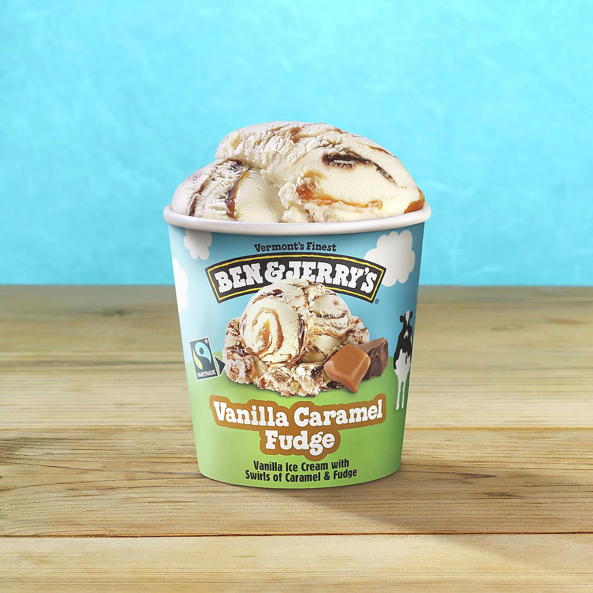 Ben & Jerry's Vanilla Caramel Fudge Ice Cream Pint Non-GMO 16 oz