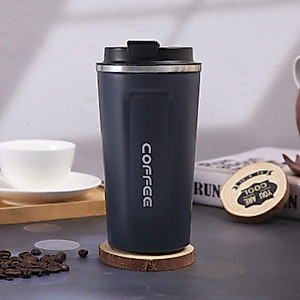 Stylish 12 OZ Stainless Steel Vacuum Insulated Tumbler- Thermos cup for keeping coffee, tea and beer HOT/COLD. LEAK PROOF, prevents SPILLS FREE with LID COVER. TRAVEL SIZE MUG (Blue)