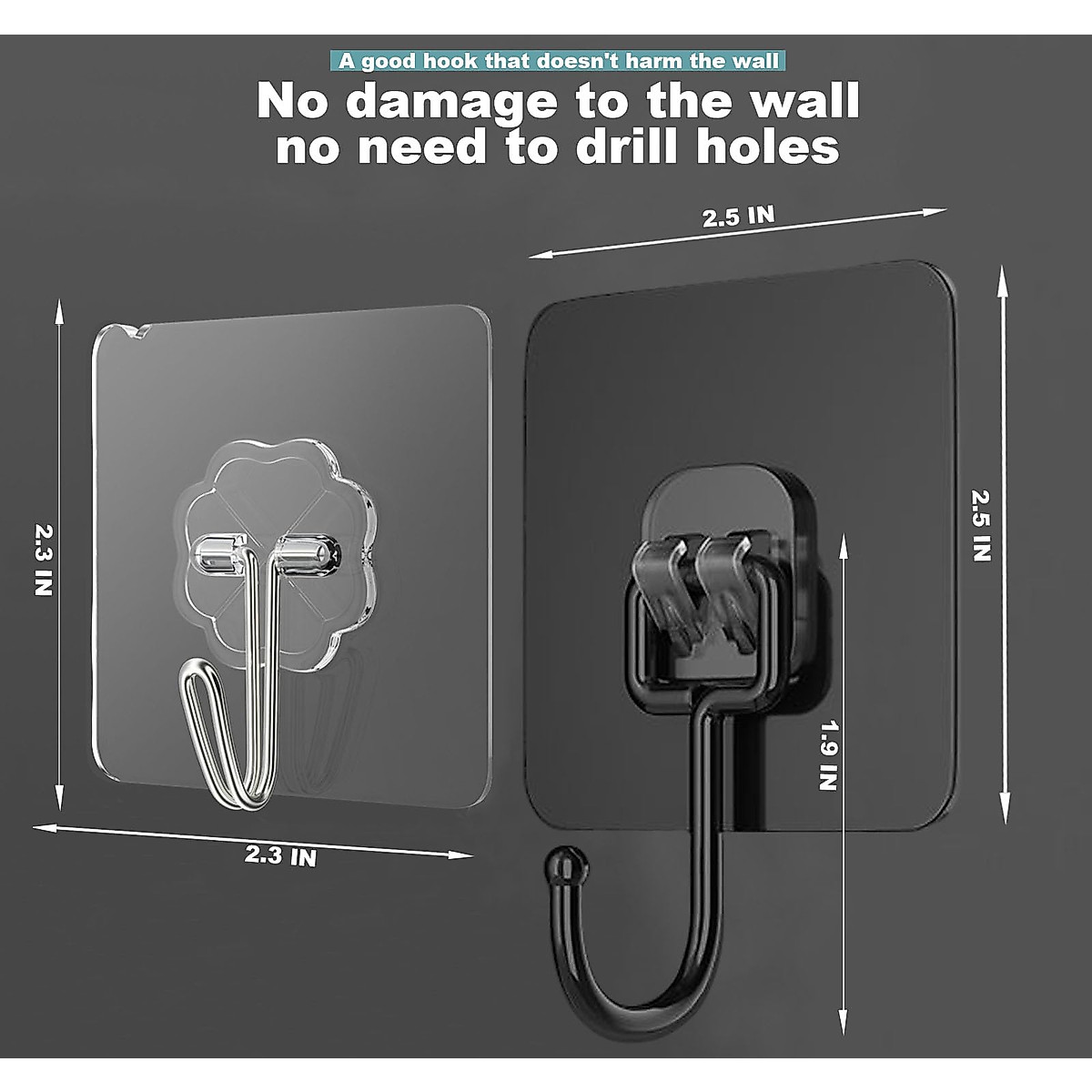 Free Eagle Adhesive Towel Wall Hooks, 10 Packs Hook Waterproof for Glass Shower Door, Holder for Bathroom Hanging Heavy Duty 33lb, Hand Towel Bar Hanger & Rack, Coat & Robe Hooks (Transparent, Black)