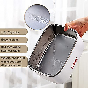 CJOIAW Electric Heated Lunch Box Portable Food Heater 1.8L High capacity 304 Stainless Steel Container food grade liner for Car Truck Work Adults Food Heating, 110V/12V/24V 70W.