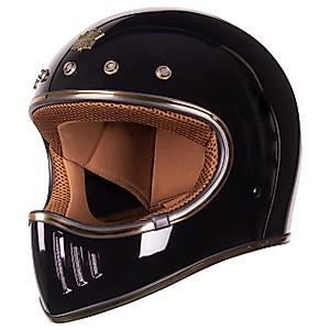 ROYAL M141 Full face Motorcycle Helmet - DOT Approved - Unisex, Classic, Elegant Design (Gloss Black, M)