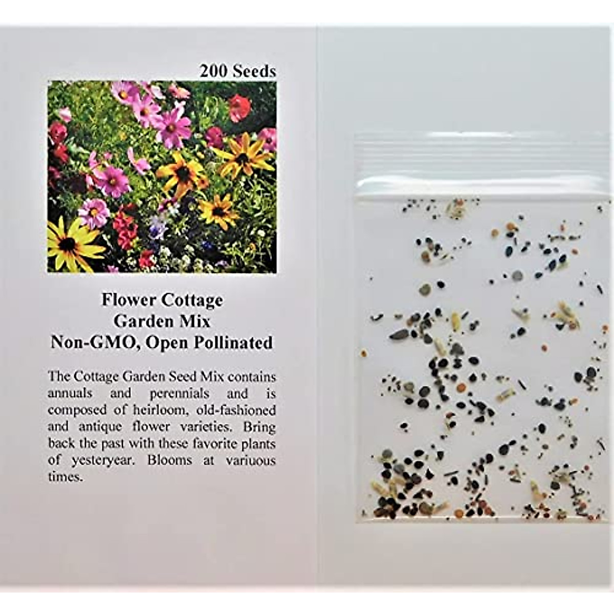 David's Garden Seeds Flower Cottage Garden Mix 4134 (Multi) 200 Non-GMO, Heirloom Seeds