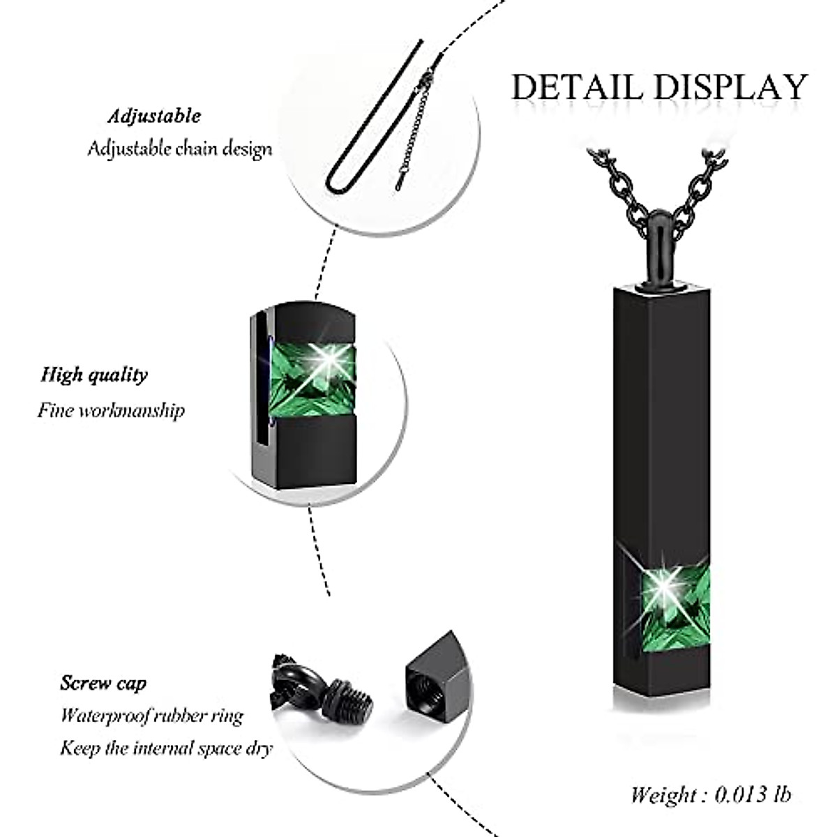 5 Pack Urn Necklace for Ashes, Cremation Jewelry for Ashes, Crystal Heart Cross Cubic Ashes Necklace with Angel Wing, Ashes Keepsake for Men and Women with Small Spoon, Funnel, Velvet Bag (green)