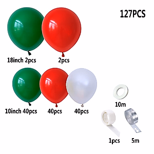Red Green and White Balloon Garland for Birthday Baby Shower Wedding Graduation Christmas Party Decoration