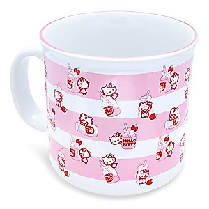 Silver Buffalo Sanrio Hello Kitty Strawberry Milk Ceramic Camper Mug | Holds 20 Ounces