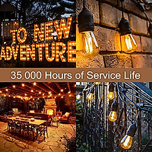 Hizashi 15 Pack S14 Replacement Light Bulbs, 2W=25 Watt Outdoor Edison Bulbs Dimmable E26 Base, Amber 2200K S14 LED Bulbs, Outdoor String Lights Bulbs Replacement, Shatterproof Waterproof, UL Listed
