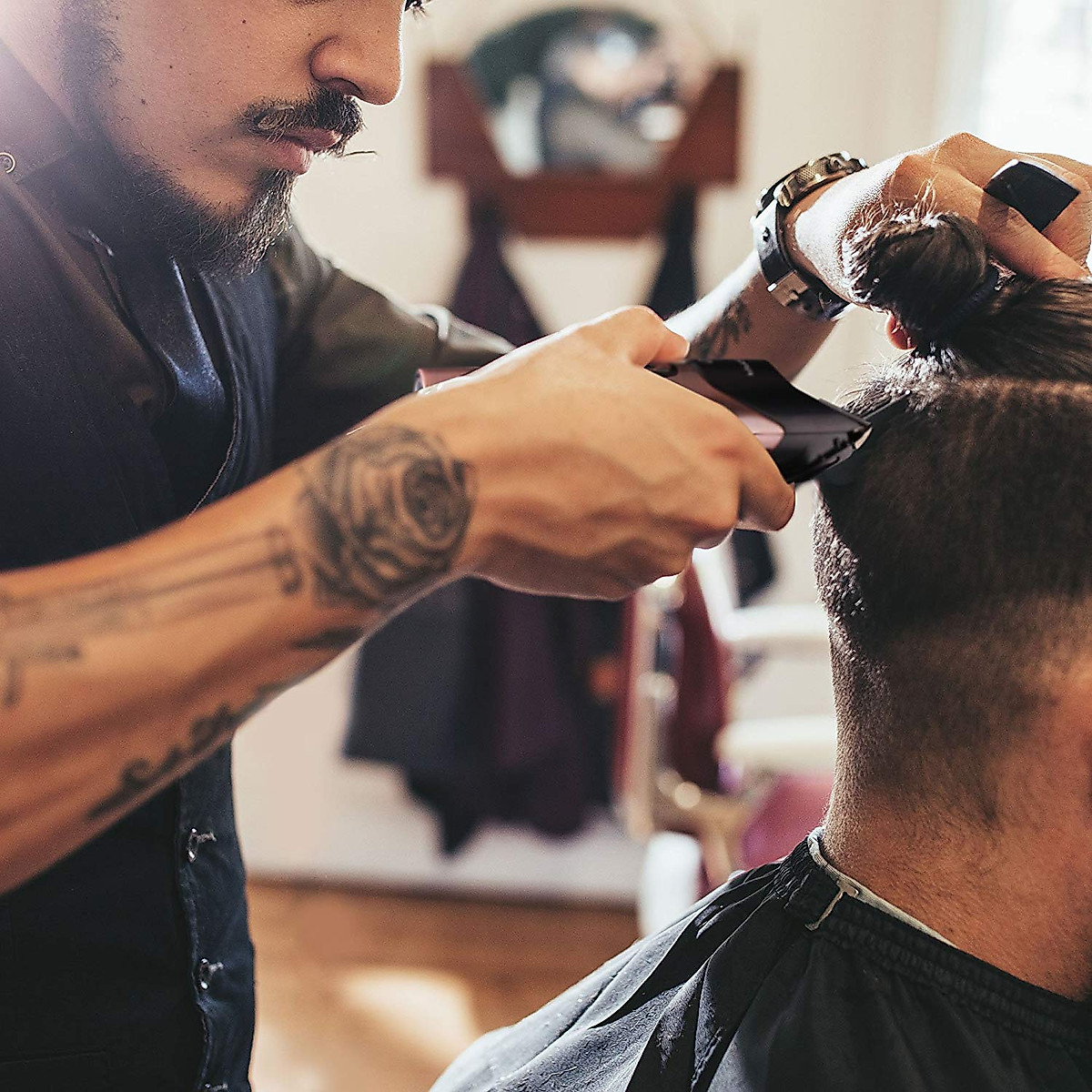 Professional Cordless Hair Clippers for Men (Up to 7 Hour Run Time) Titanium Ceramic Blade LED Display Charger Stand Mens Valentines Day Gifts