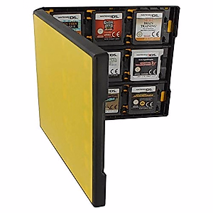 Assecure 18 game card case for Nintendo 3DS, ̗̀new ̖́- 3DS XL, 2DS & DS - 18 in 1 game cartridge folio style plastic storage case travel box - Yellow & black
