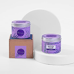 LUXMASA Essential Oil Infused Natural Soy Wax Scented Massage Oil Candle for Home SPA and Relax (Lavender, 6.35OZ)