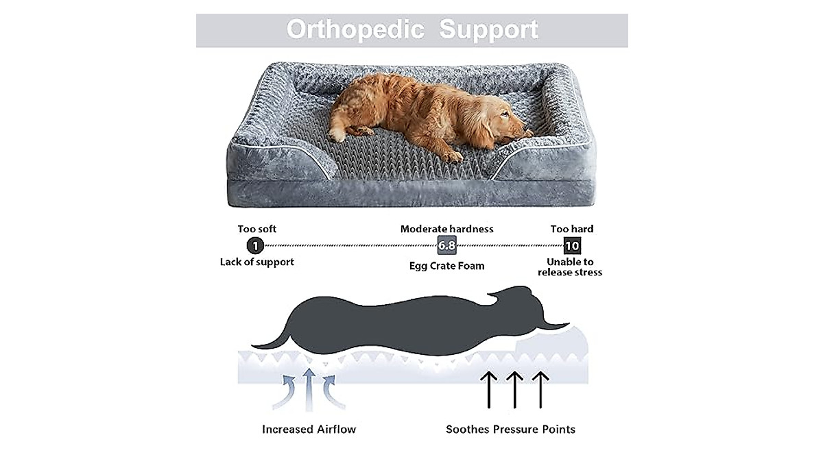 WNPETHOME Extra Large Dog Bed - Orthopedic Bolster