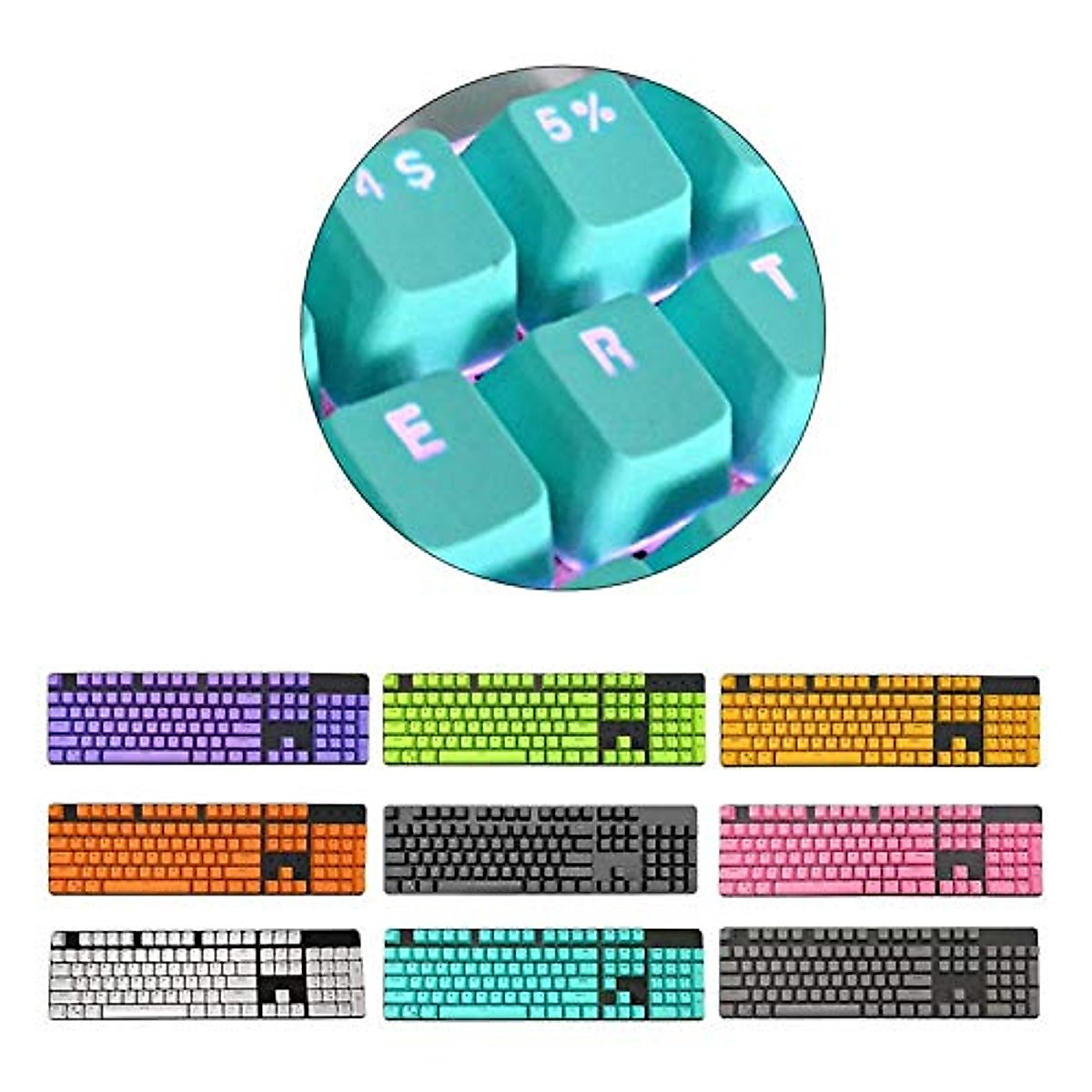 Gaming Mouse and Keyboard 104Pcs/Set PBT Universal Backlit Key Cap Keycaps for Cherry Mechanical Keyboard Computer Peripherals for Cherry/Kailh/Gateron (Color : White)