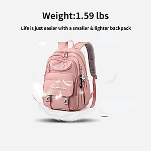 Aesthetic Laptop Backpack Kawaii Backpack Back to School Anti Theft Slim Durable Backpack with Large Capacity (Pink)