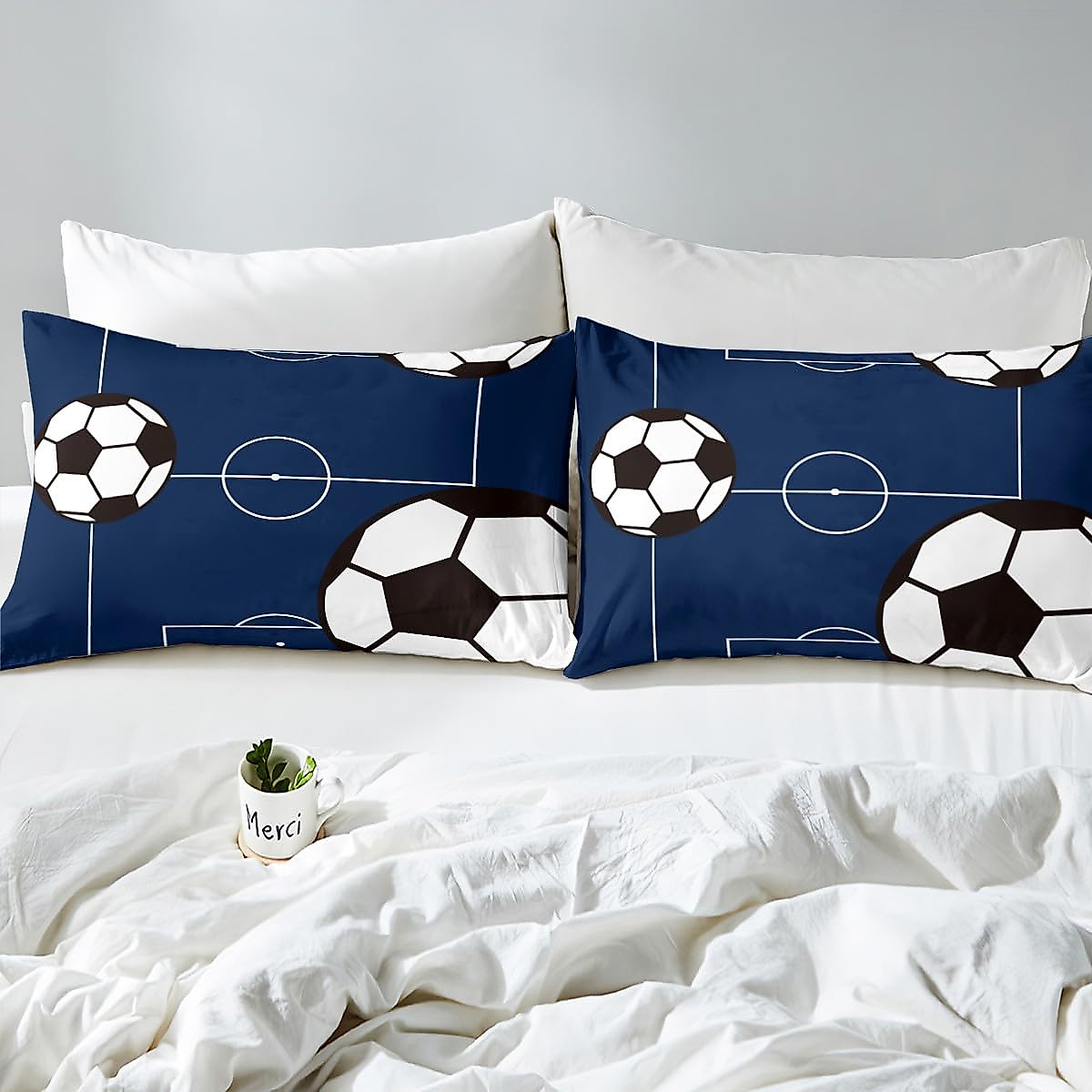 Football Fitted Sheet Twin Size Kids Soccer Ball Pattern Bedding Set for Boys Girls Teens Sports Theme Bed Sheet Set Breathable Football Court Bed Cover Deep Pocket Room Decor