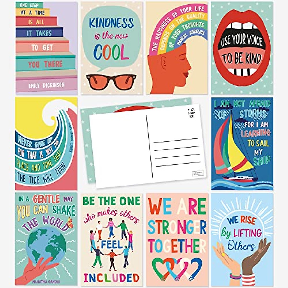 Sweetzer & Orange Motivational Postcards Pack (60 Post Cards) 4x6 Postcards for Kids and Adults. Growth Mindset Affirmation Cards, Mindfulness Cards, Inspiration Cards and Blank Encouragement Cards