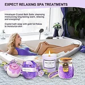 Birthday Gifts for Women Mom Wife Sister Girlfriend Her,Perfect Lavender Spa Gift Basket Set for Mothers Day Valentine's Day & Christmas | Premium Purple Happy Birthday Gift Box