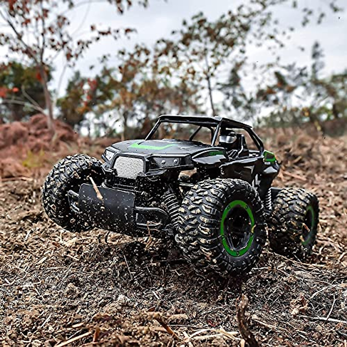 BEZGAR TB142 RC Cars-1:14 Scale Remote Control Car, 2WD High Speed 20 Km/h All Terrains Electric Toy Off Road RC Vehicle Truck Crawler with Two Rechargeable Batteries for Boys Kids and Adults-Green