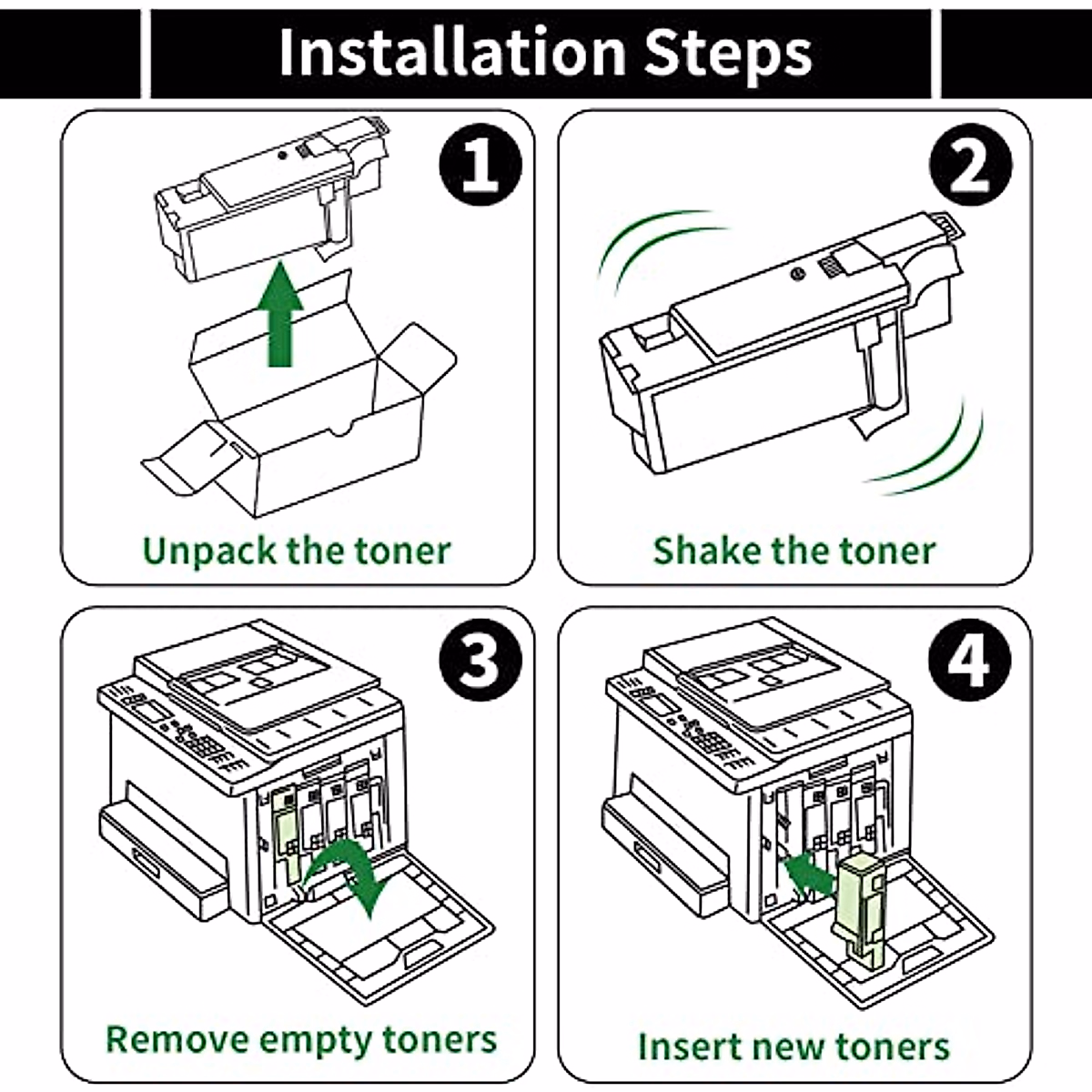 CAIRE Compatible Dell E525W E525DW E525 Toner Cartridge, Toner Cartridges Replacement for Dell E525W Color Laser Printer for 593-BBJX 593-BBJU 593-BBJV 593-BBJW (Black*2 Cyan Magenta Yellow, 5 Pack)