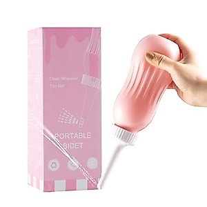 OFFO Portable Bidet Sprayer, 17OZ (500ML) Large Capacity Handheld Personal Travel Bidet Kit with Travel Bag for Toilet Self Cleaning Pink