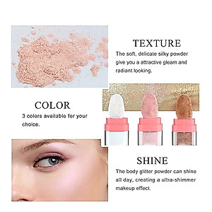 Glitter Powder Highlighter Makeup, Body Brightens the Natural Three-dimensional Face Blusher Patting Powder Highlighter. (01# White moonbeam)