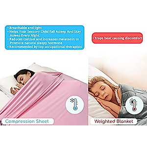TOPARCHERY Sensory Compression Blanket Sensory Bed Sheet for Autism Kids - Help Kids Settle Down at Nighttime - Increase Calm and Comfort (Twin,Pink)