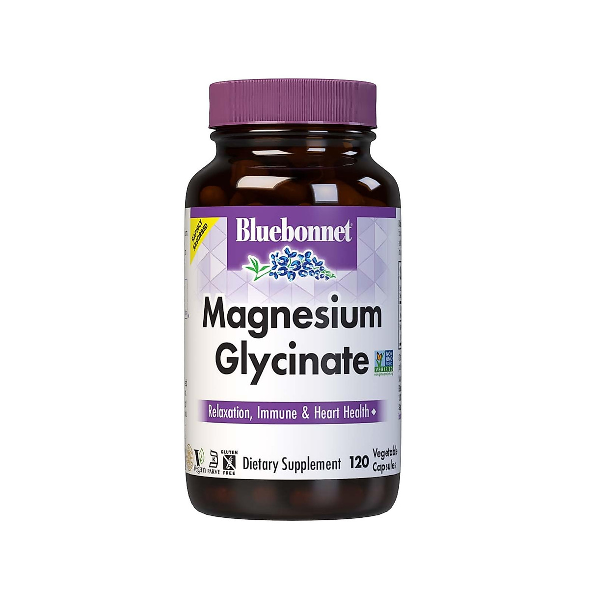 Bluebonnet Nutrition Magnesium Glycinate 400mg Maximum Absorption Mineral Complex Supports Energy Production & Enzyme Function - Non-GMO, Soy-Free, Gluten-Free - 120 Veggie Capsules