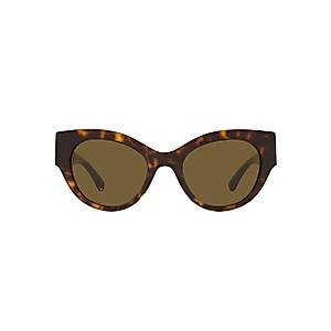 Versace Woman Sunglasses Havana Frame, Dark Brown Lenses, 52MM