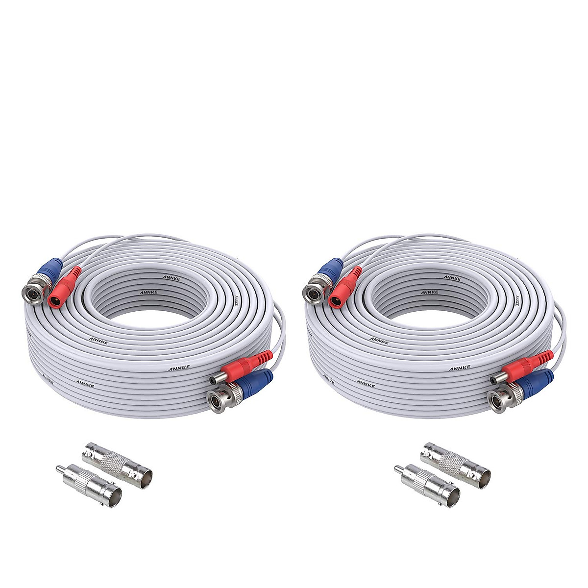 ANNKE Security Camera Cable (6) 30M/ 100ft All-in-One BNC Video Power Cables, BNC Extension Wire Cord for CCTV Camera DVR Security System (6-Pack, White)