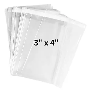 200 Pcs 3x4 Crystal Clear Resealable Recloseable Cellophane/SelfSeal Bags