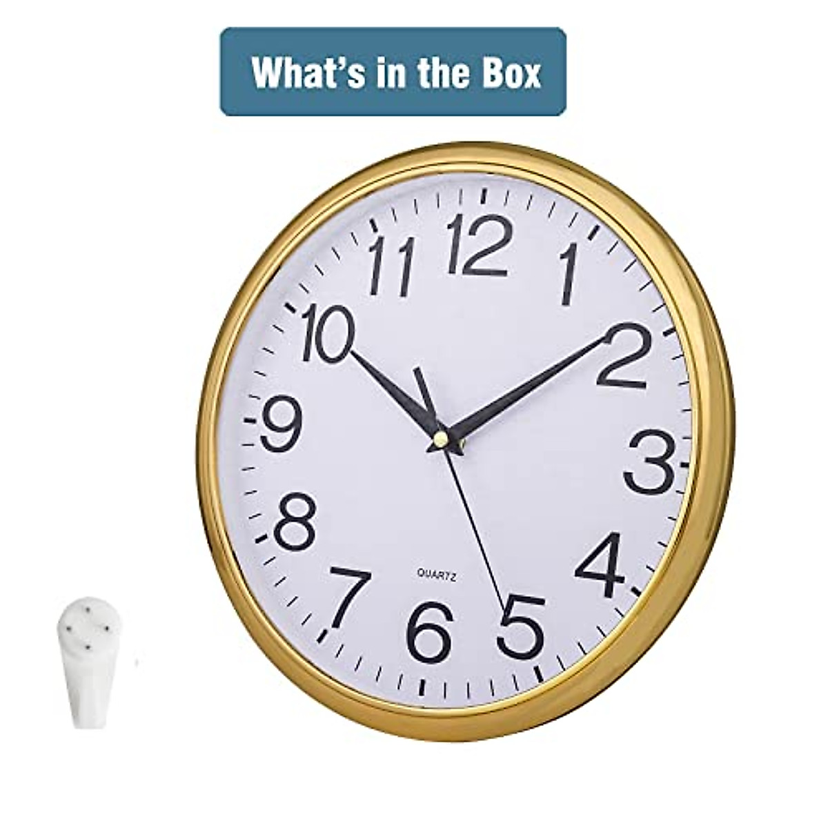 LAIGOO 12 inch Gold Wall Clock Analog, Silent Non-Ticking, Decorative Modern Wall Clock Battery Operated for Living Room Bathroom Bedroom Kitchen Office School