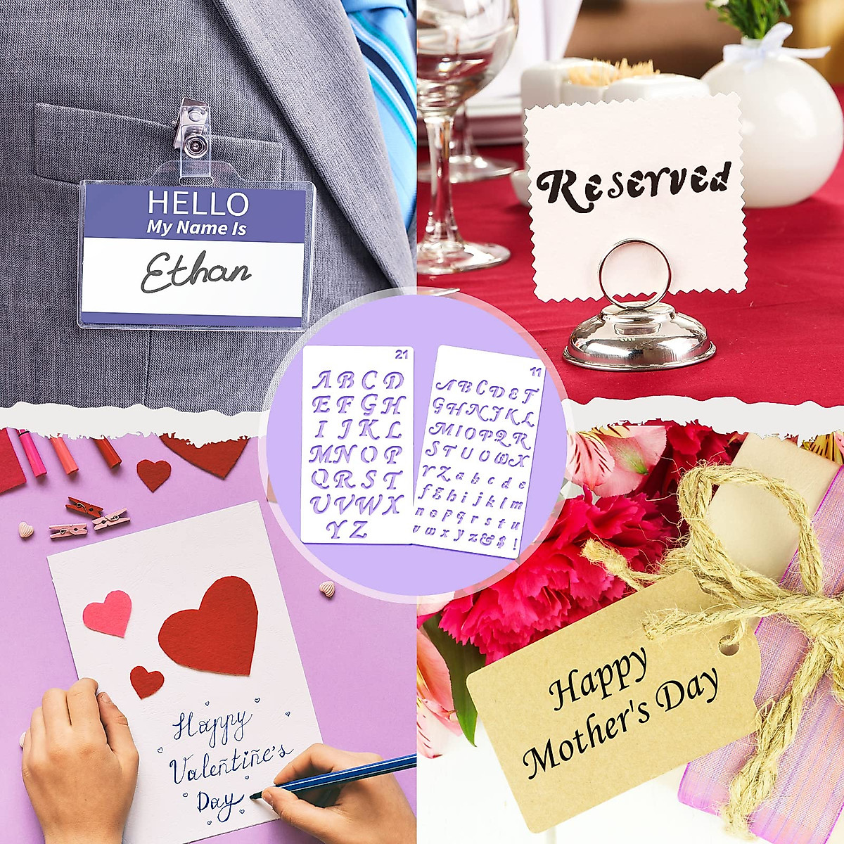 30 Pieces Letter Stencils for Painting 4 x 7 Inch Alphabet Journal Stencils Reusable Plastic Letter and Numbers Stencils Font Templates for Journal Notebook, Diary, Scrapbook Decor Supplies