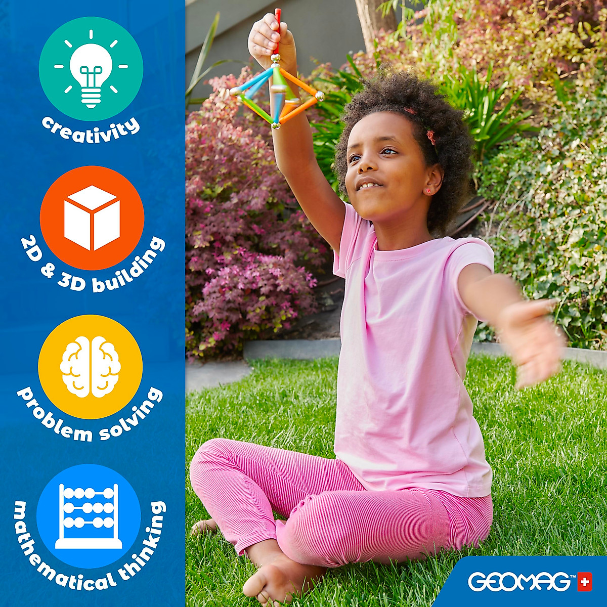 Geomag Classic Panels 114-pc Magnetic Construction Set for Kids Ages 5 and Up | Swiss-Made STEM Educational Toy Made from 100% Recycled Plastic | Screen-Free Activity