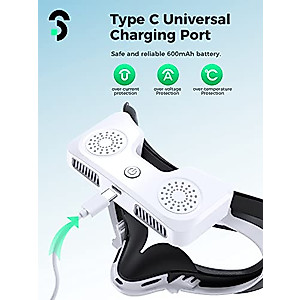 VR Cooling Fan Compatible with Meta/Oculus Quest 2, SOOMFON Upgraded Face Pad with Double Cooling Fan System and Five Ventilation Modes, Accessories to Relieve Lens Fogging and Hot Air