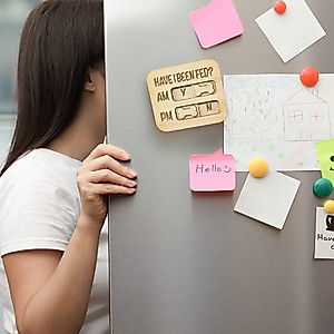 JennyGems Dog Feeding Reminder, Have I Been Fed, Dog Feeding Magnet, Feed Tracker AM PM, Wooden Reminder Slider for Fridge, Made in USA