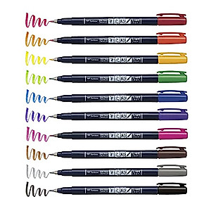 Tombow 56429 Fudenosuke Colors Brush Pens, 10-Pack