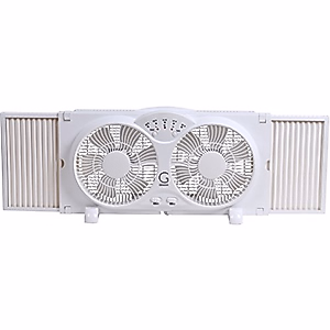 Genesis Twin Fan High Velocity Reversible AirFlow Fan, LED Indicator Lights Adjustable Thermostat & Max Cool Technology, ETL Certified, White (A1WINDOWFAN)