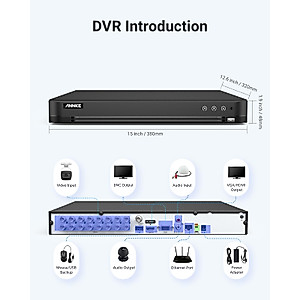 ANNKE 16CH 4K Security AI DVR with Motion Detection, 8MP H.265+ Surveillance CCTV Recorder for Home & Business, Compatible with Alexa, Easy Live View, Support TVI/AHD/CVI/CVBS/IPC Input, NO HDD